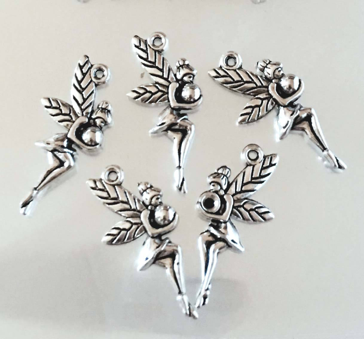 12 Fairy Charms Antique Silver Pewter Fairies Angel Charm 25mm - Etsy ...