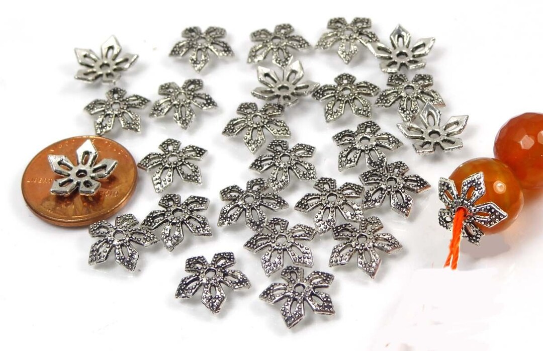 25 Antique Silver Pewter Filigree Bead Caps 11mm (p201) - Etsy
