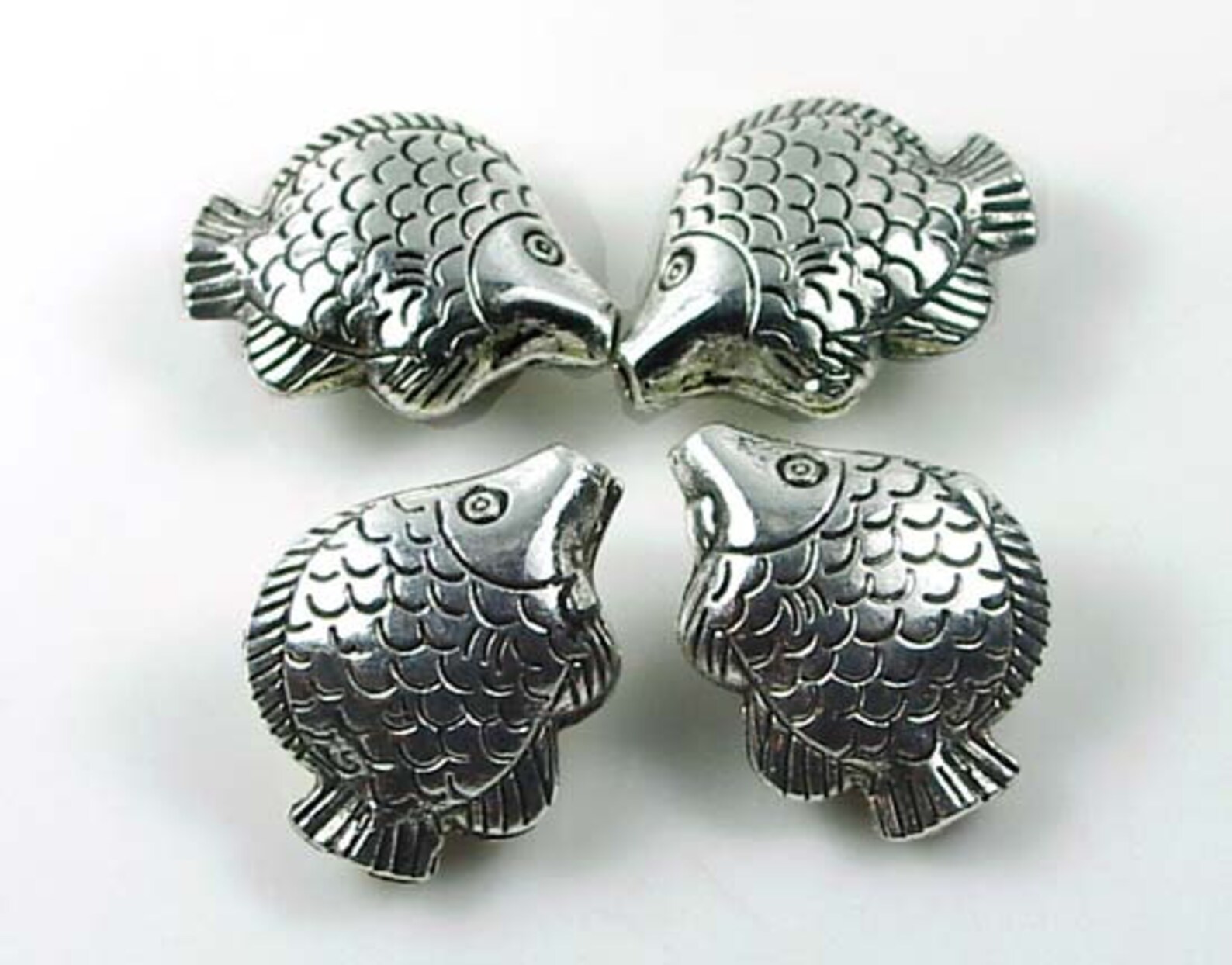 4 Antique Silver Pewter Fish Focal Bead 25x20mm (p110) - Etsy