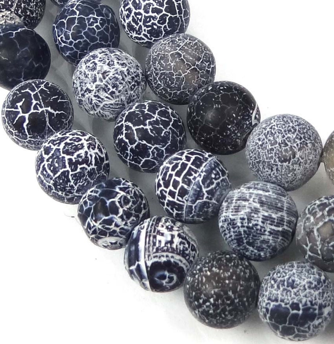 8mm Black Frost Matte Fire Crab Agate Round Beads 25pc e7457 - Etsy