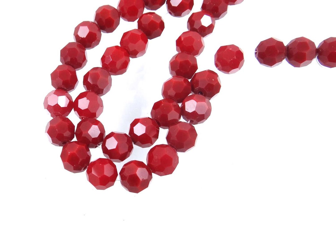 20 Faceted Glass Quartz Opaque Ruby Red Round Beads 9mm (e6137) - Etsy