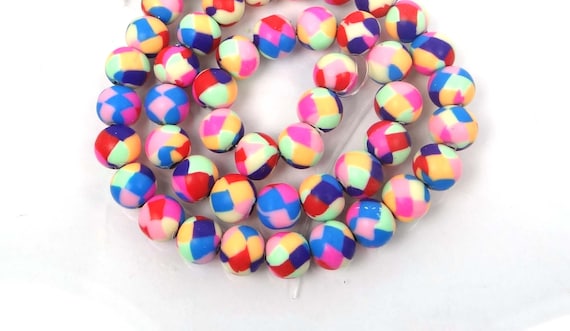 25 Handmade Polymer Clay Round Beads Rainbow Colorful 8mm | Etsy