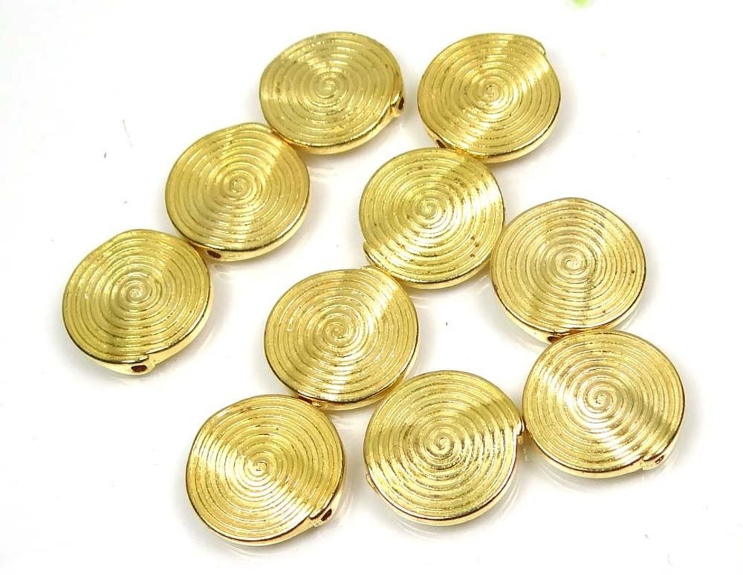 8 Large Golden Pewter Spiral Disc Beads 18mm (P242) - Etsy