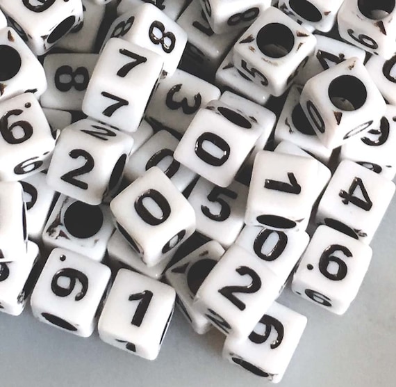 100 White Black Acrylic Cube Number Beads Spacer 5.5mm e7615 | Etsy