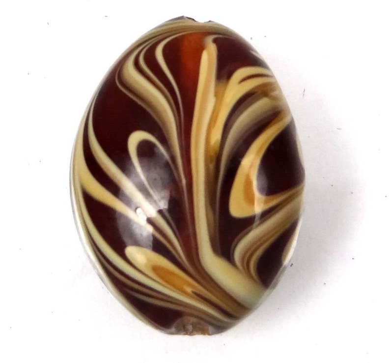 Lampwork Handmade Glass Brown Taffy Swirl Oval Pendant Focal - Etsy