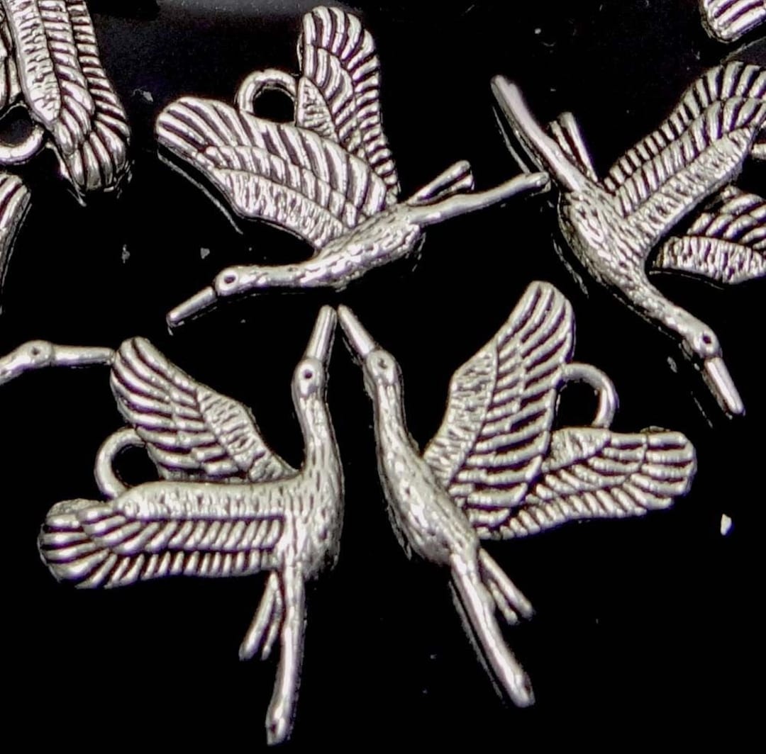 10 Goose Charms Antique Silver Pewter Crane Bird 21x15mm (P206) - Etsy