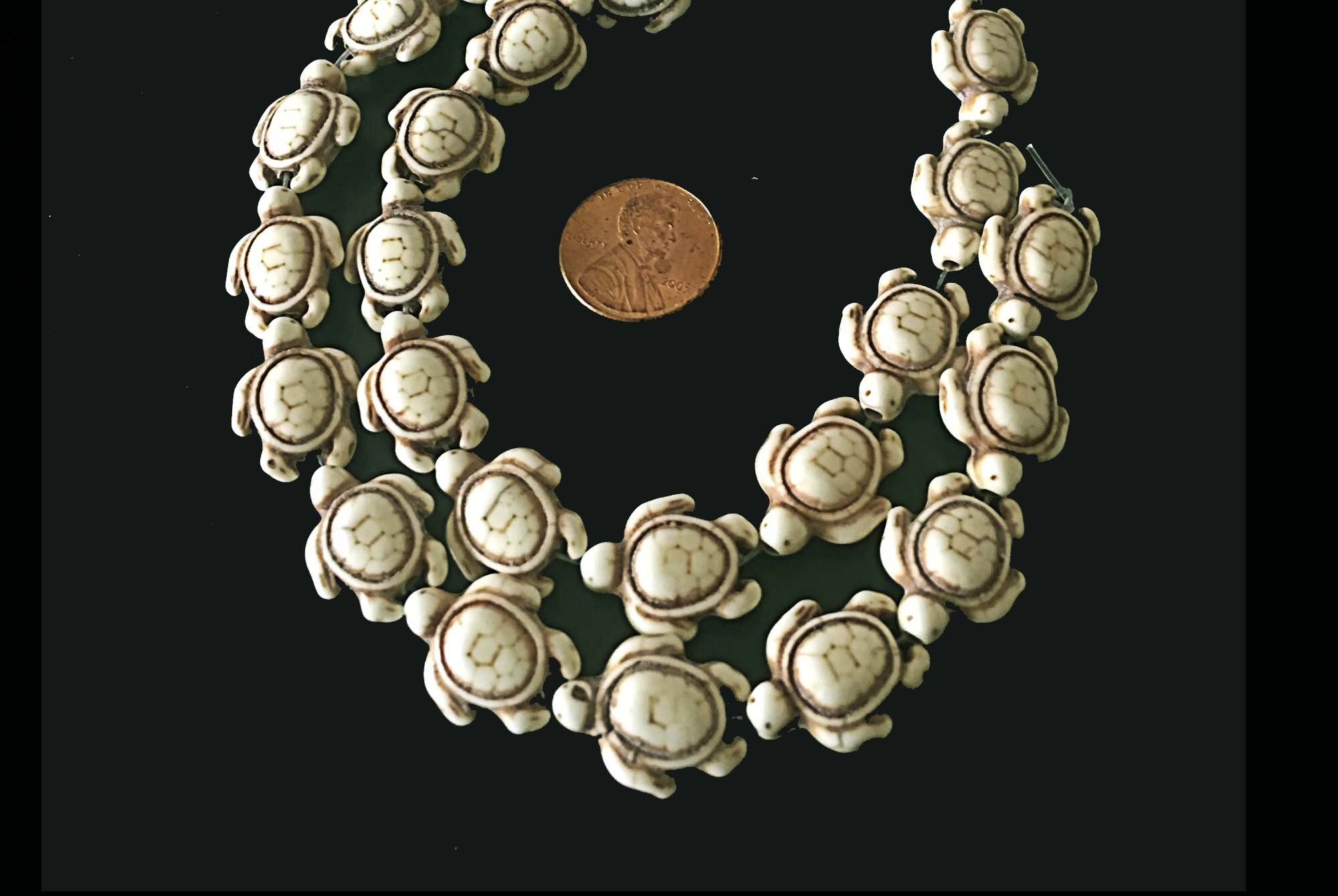 12 Antique off White Turquoise Turtle Tortoise Beads Brow | Etsy