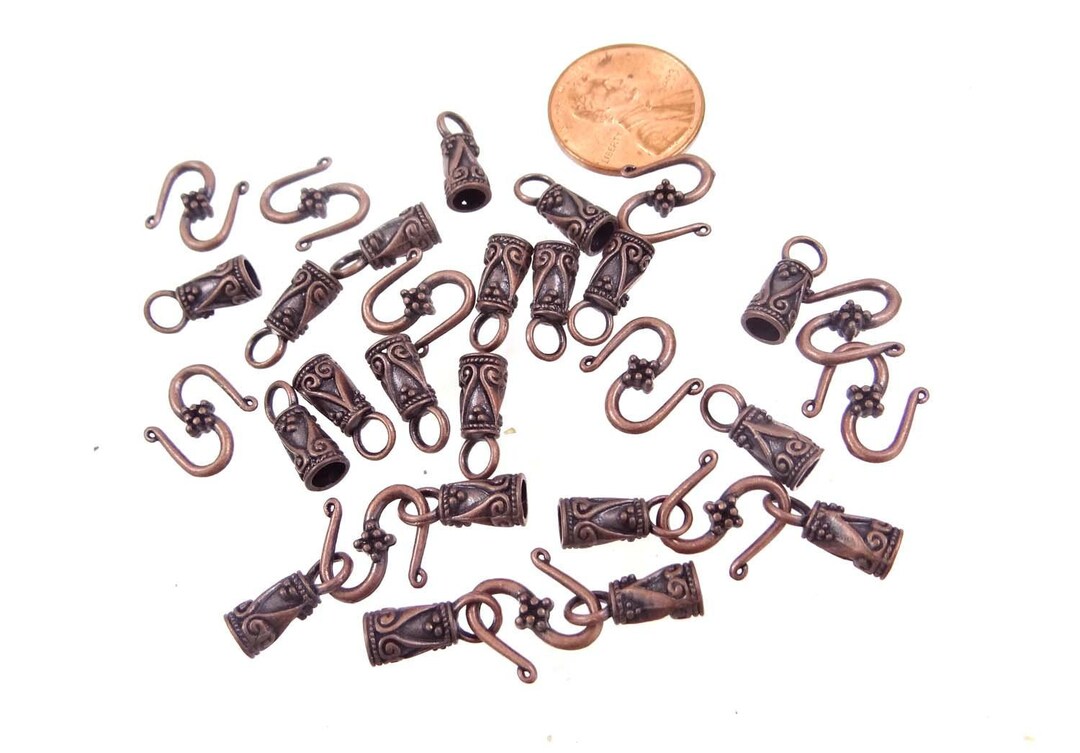 30pc Antique Copper Pewter S Hook End Caps Leather Cord (p383) - Etsy