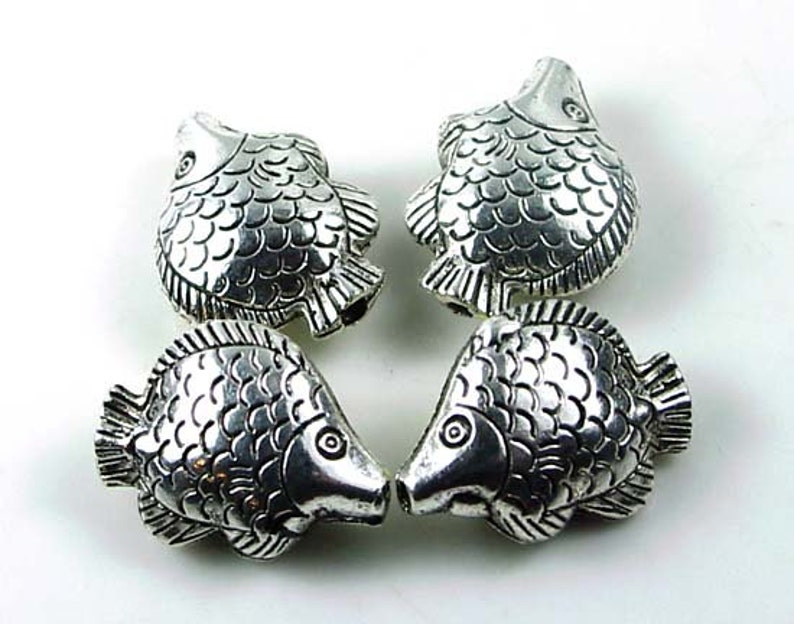 4 Antique Silver Pewter Fish Focal Bead 25x20mm (p110) - Etsy