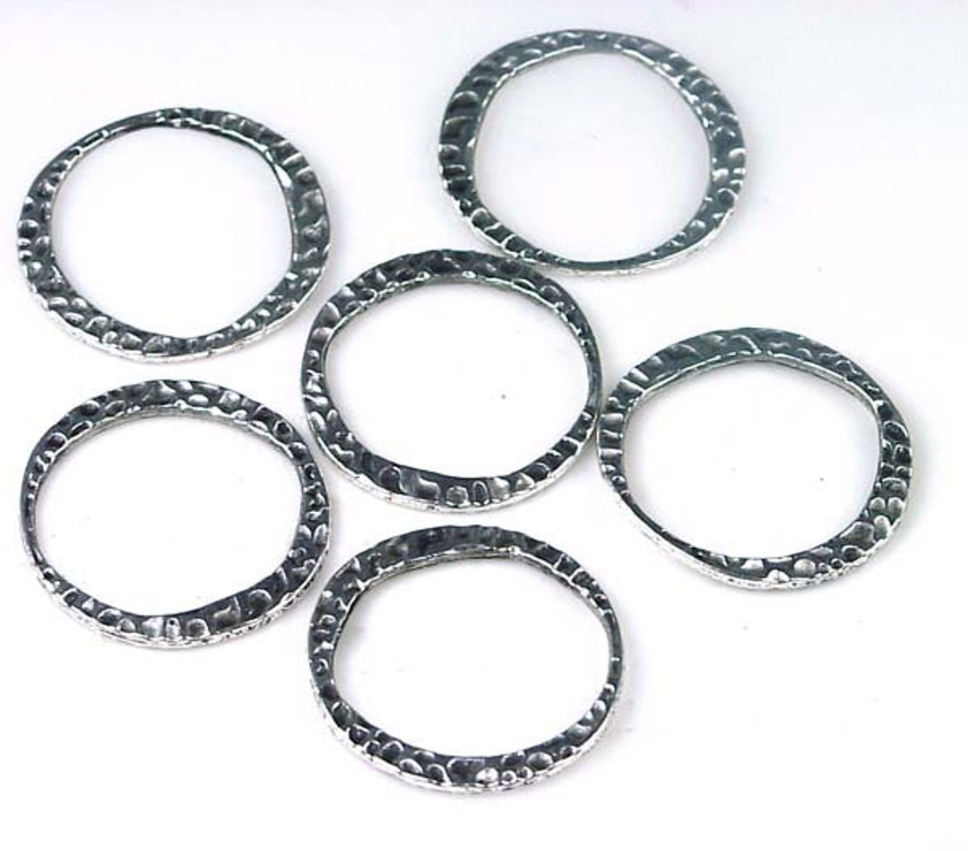 8 Silver Pewter Hammered Disc Large Ring 30mm (p091) - Etsy