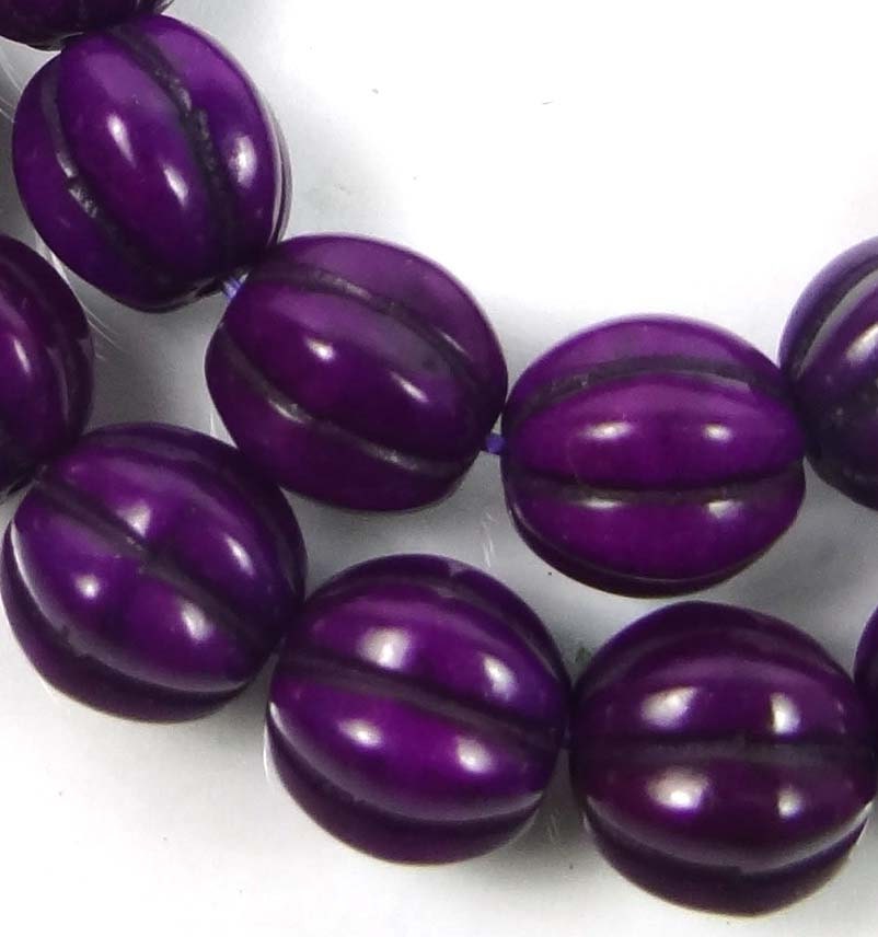 10mm Purple / Violet Turquoise Fluted Melon Round Beads 20 - Etsy