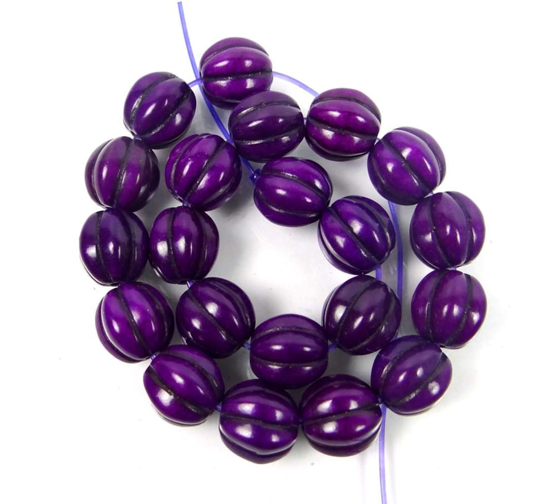 10mm Purple / Violet Turquoise Fluted Melon Round Beads (20) (e7900) - Etsy