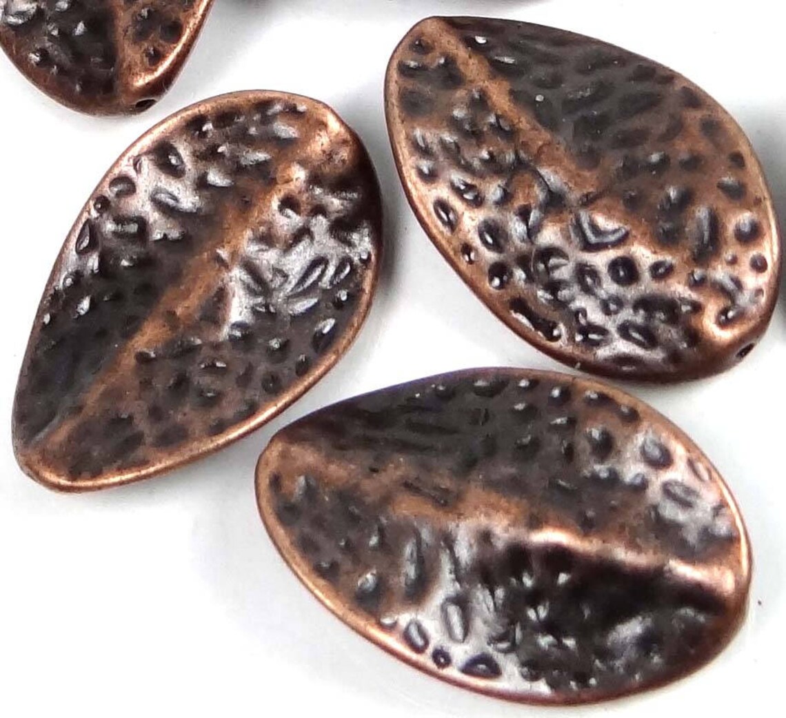 27x18mm Hammered Twist Oval Antique Red Copper Pewter 6 Beads (p310) - Etsy