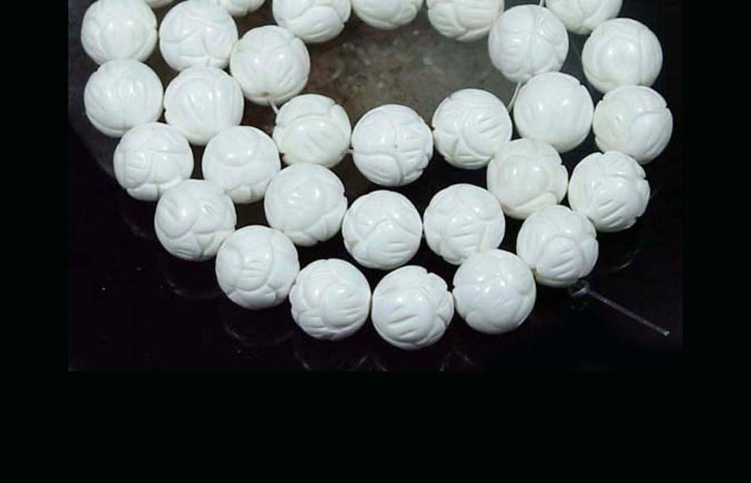 15 Lotus Flower Round Beads White Fluted Giant Clam Shell 10mm (e3501 ...