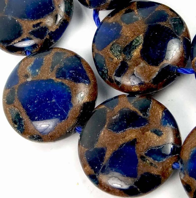 18mm Blue Sapphire in Quartz With Pyrite / Brown Vein Disc | Etsy