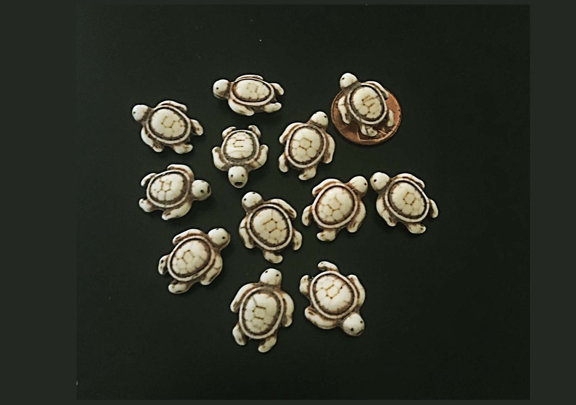 12 Antique off White Turquoise Turtle Tortoise Beads Brow | Etsy