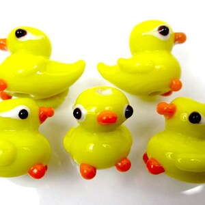 4 Lampwork Handmade Glass Yellow Duck Beads (L341) - Etsy