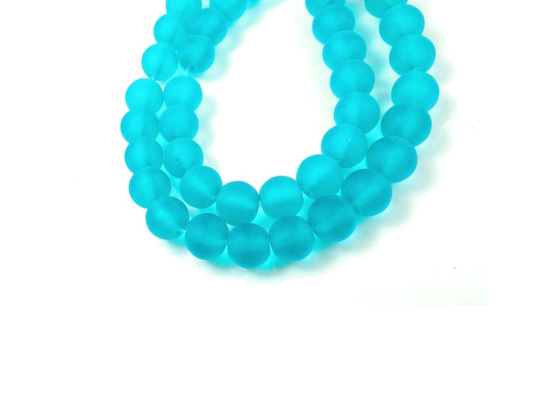 8mm Caribbean Blue 25 Frosted Sea Glass Round Beads Matte (e7161) - Etsy