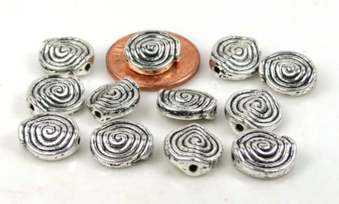 12 Ammonites Silver Pewter Spiral Disc Beads 11mm (p143) - Etsy