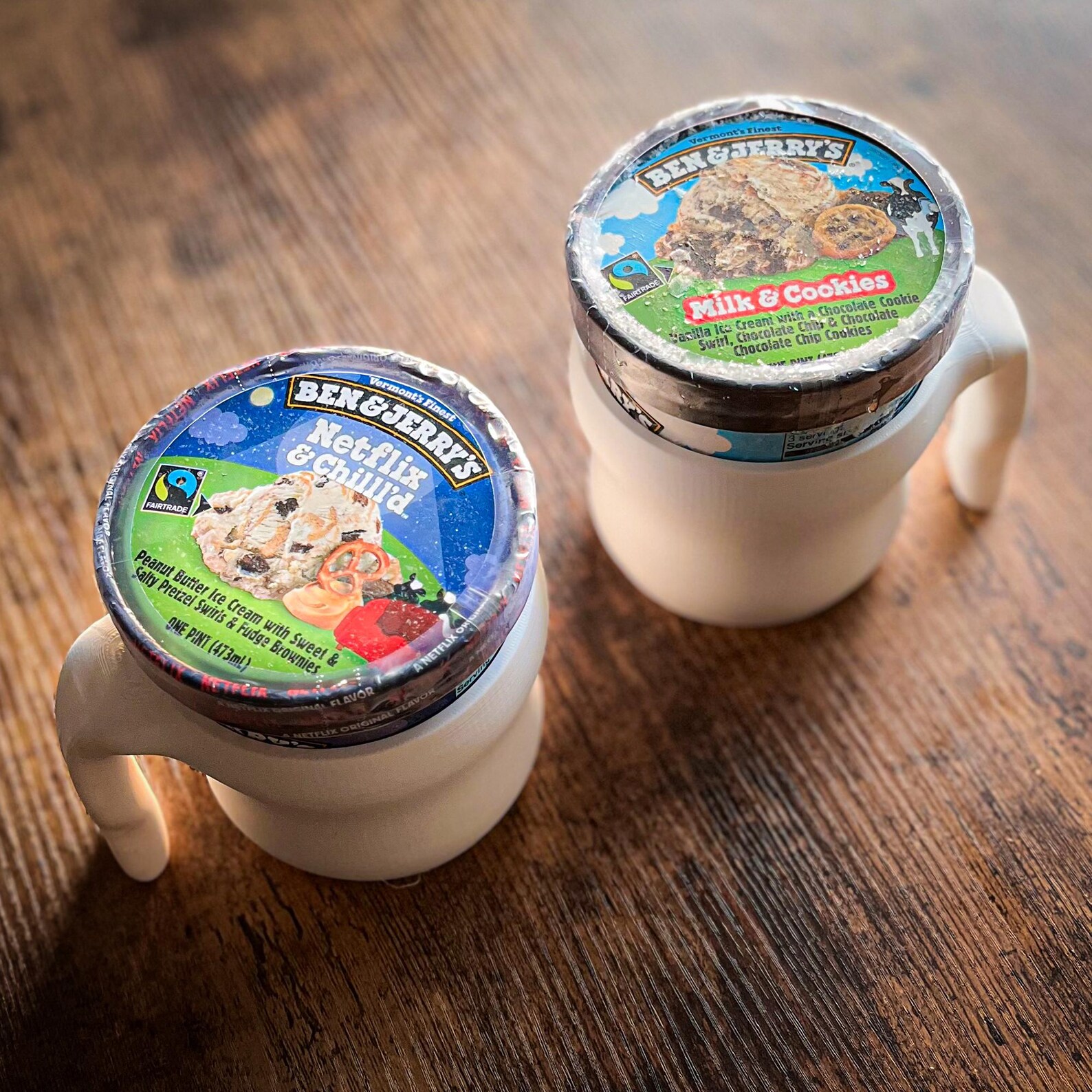 Tub Cup - 3D Printed Ice Cream Pint Holder With Handle - Ice Cream Cozy ...
