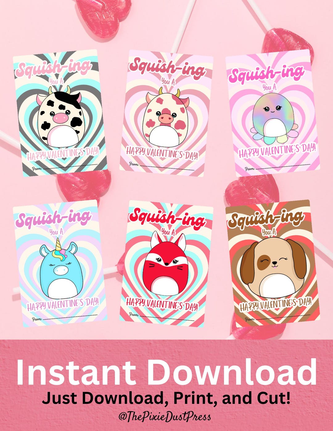 Squish Valentine's Day Cards, Printable Valentine's for Kids, Kids ...