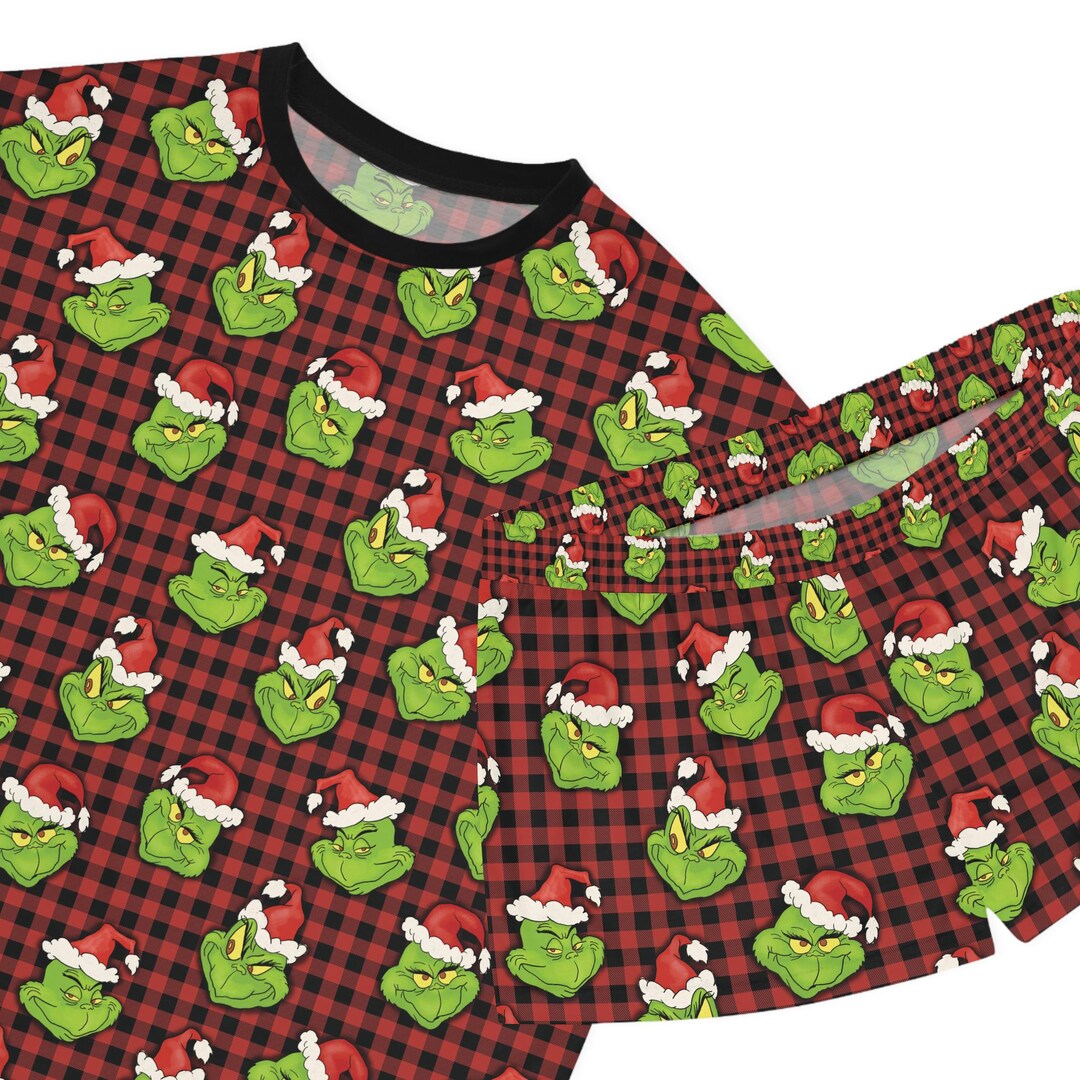 Red Plaid Grouch Women's Short Pajama Set - Etsy