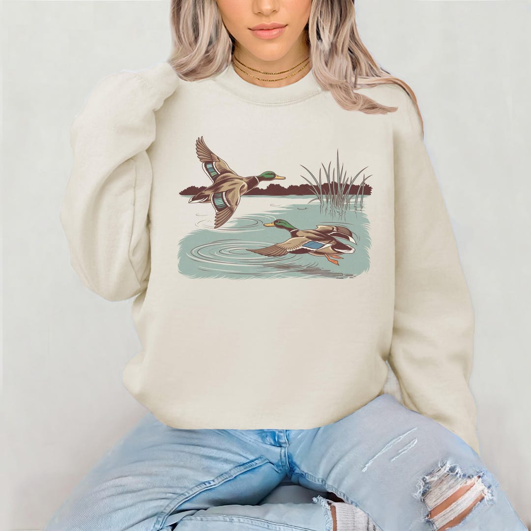 Retro Mallard Ducks Fall Sweatshirt, Boho 90s Nostalgia Crewneck ...