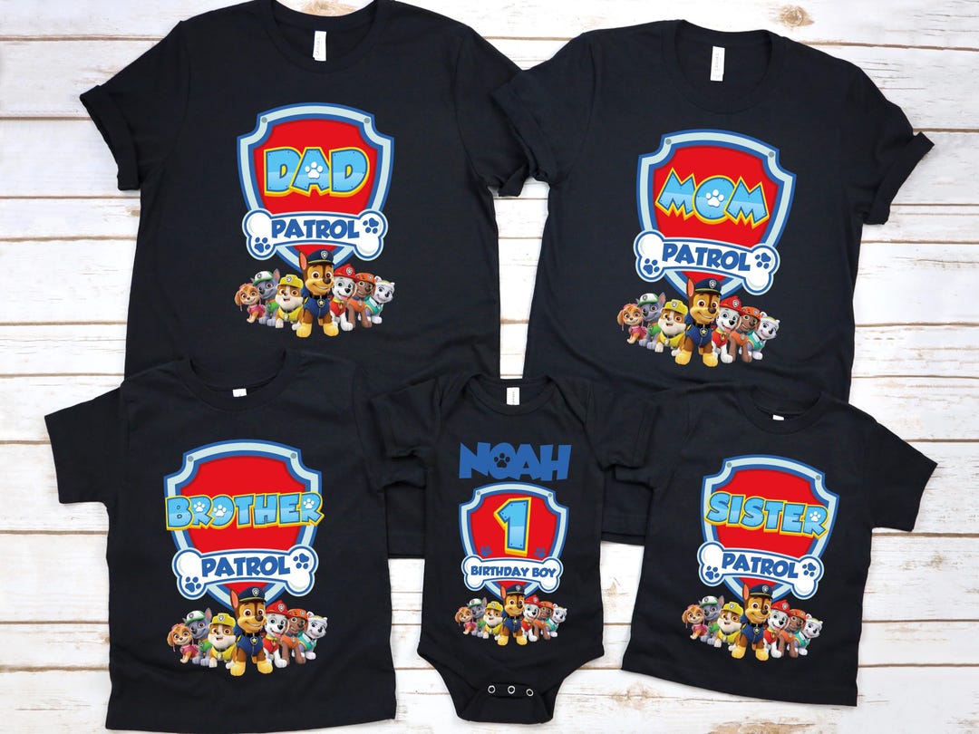 Patrol Birthday, Family Patrol Shirt, Paw Birthday Party, Cartoon Shirt ...
