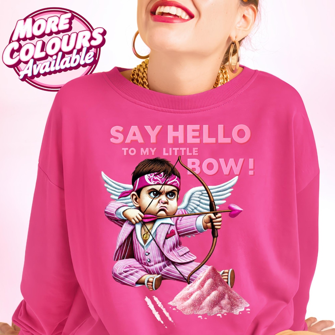 Funny 80s Film Valentines Day Sweater, Gangster Cupid Crew Neck Jumper ...