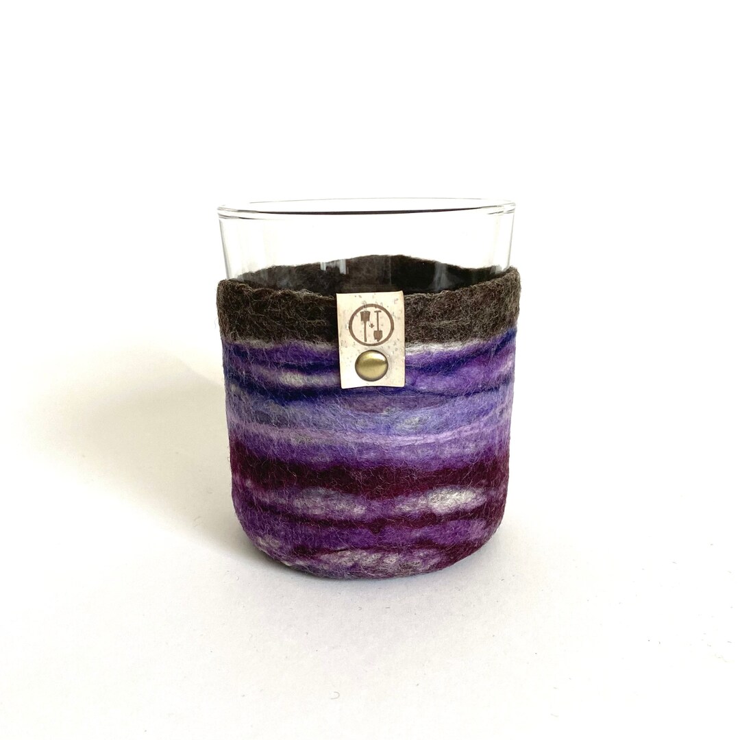 Woolly Cup 12 oz Glass Coffee Cup with Felted Wool Cozy Coffee Sleeve ...