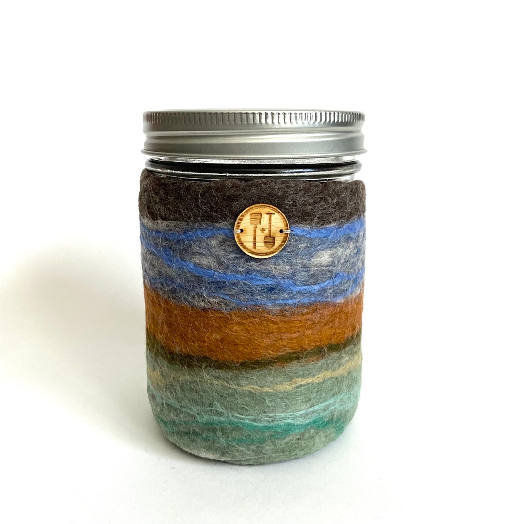 Handcrafted Wool Mason Jar Cozy: 16 or 32 Oz Insulated Coffee Jar ...