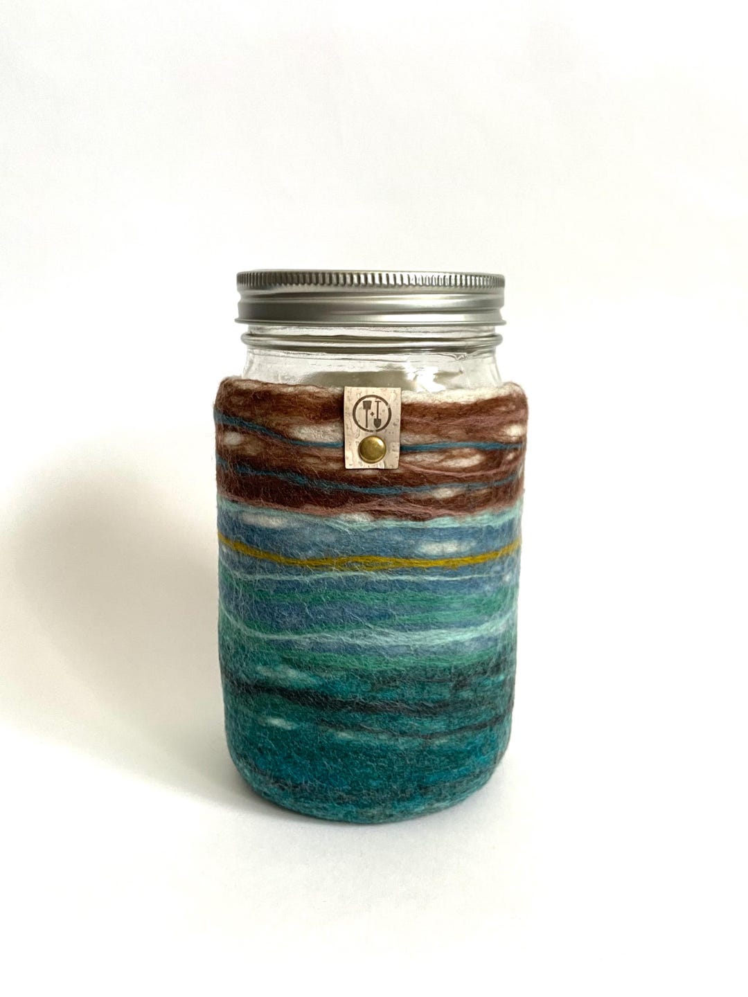 Handcrafted Wool Mason Jar Cozy: 32 Oz. Felted Drink Sleeve, Felt Fiber ...