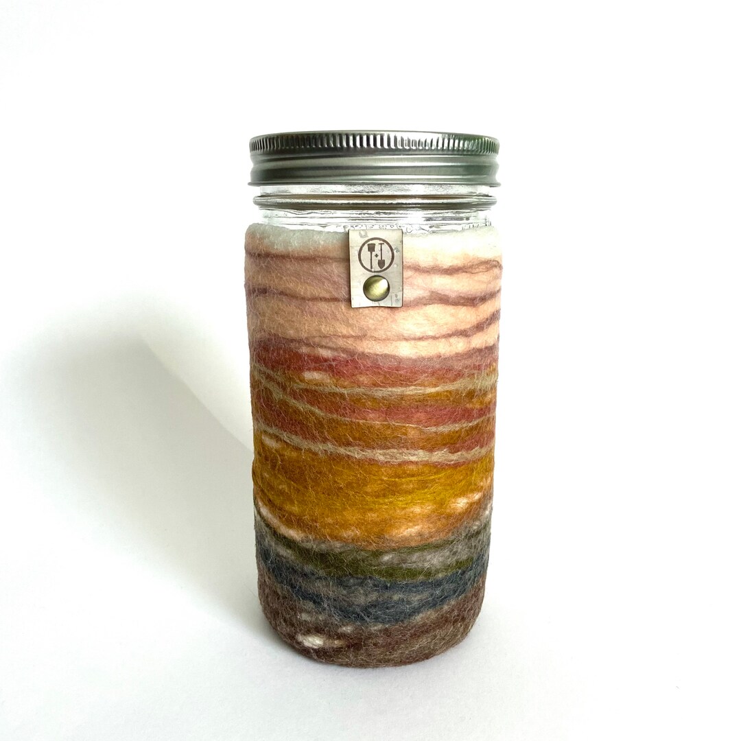 Wool Felt Mason Jar Sleeve: 24 Oz Widemouth Felted Jar Cozy, Desert ...