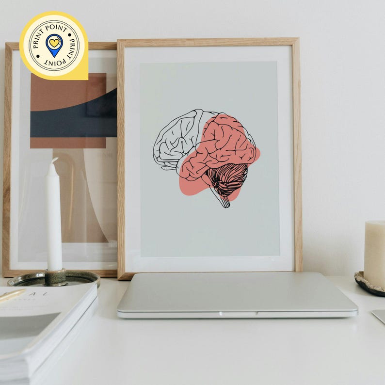 Brain Wall Art, Printable Brain, Neurology, Human Anatomy, Psychiatrist ...