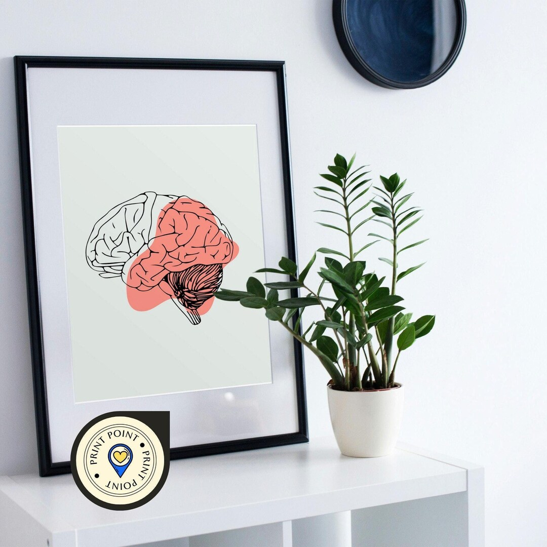Brain Wall Art, Printable Brain, Neurology, Human Anatomy, Psychiatrist ...