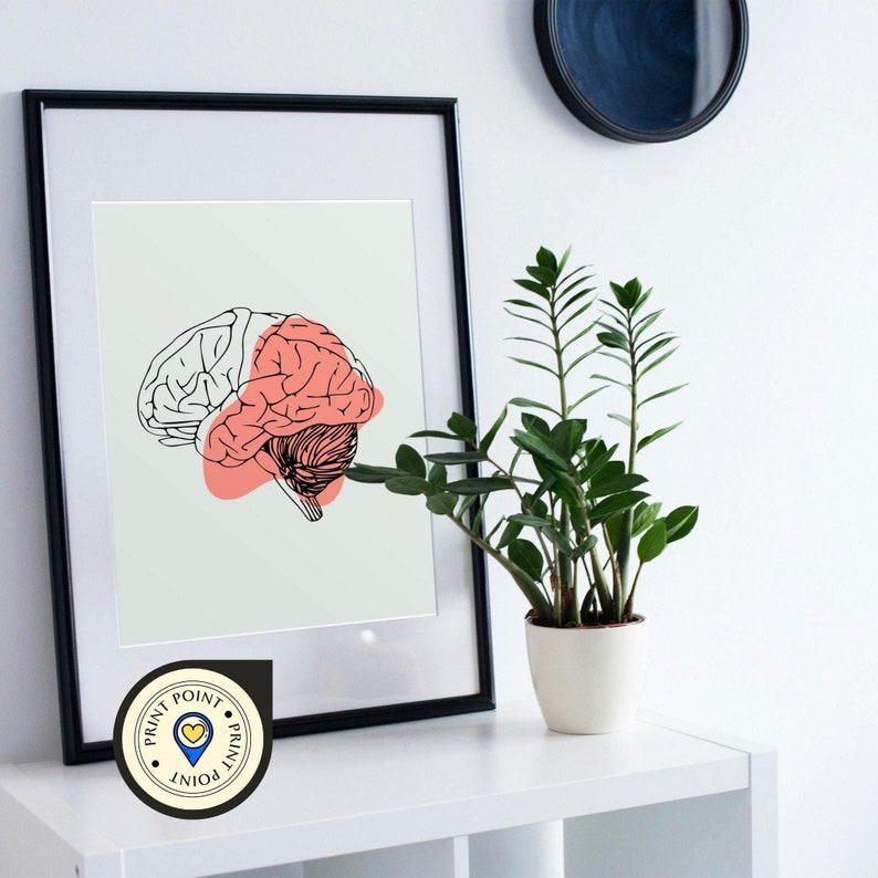Brain Wall Art, Printable Brain, Neurology, Human Anatomy, Psychiatrist ...