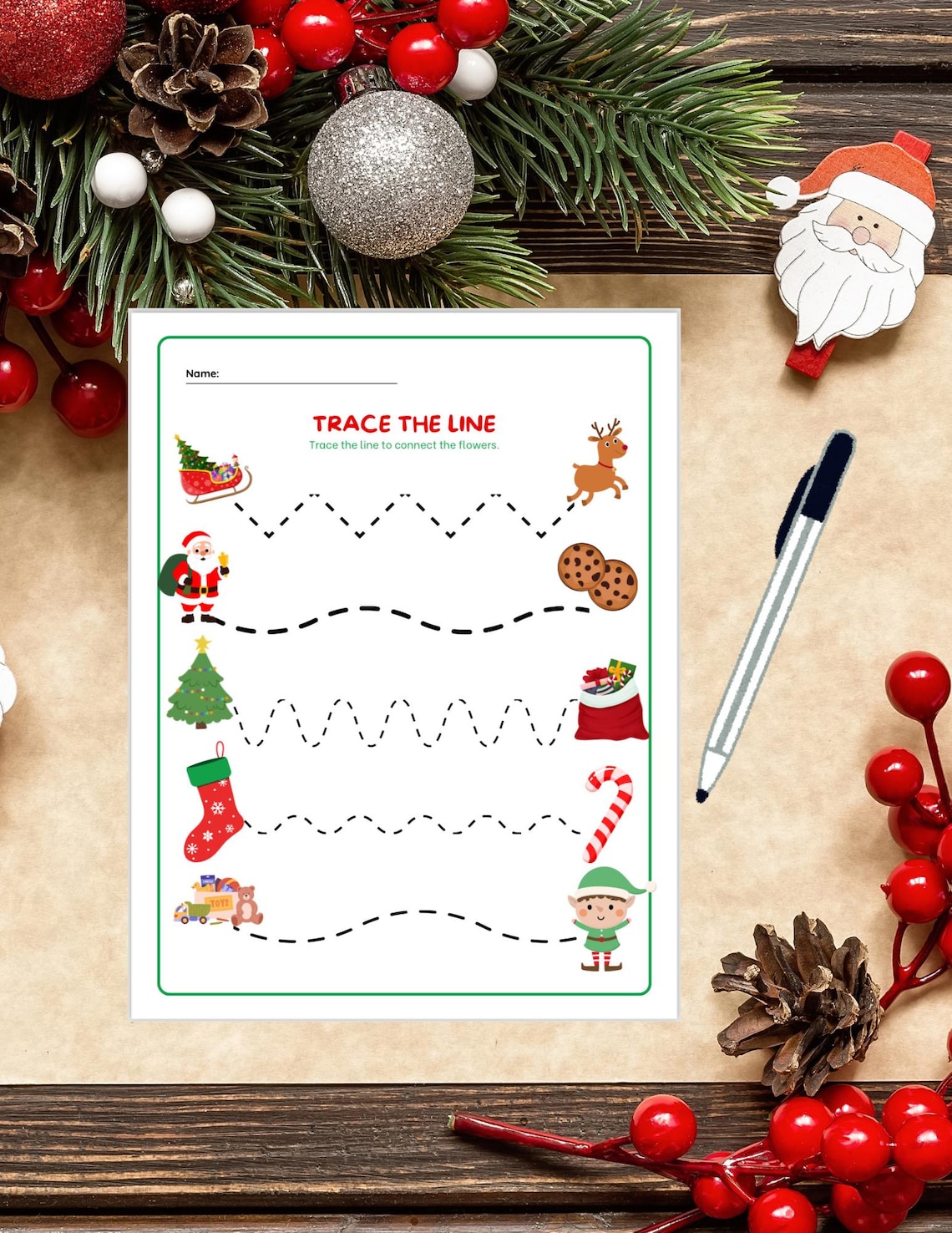 Christmas Line Tracing, Preschool Printables, Activity Sheet Bundle ...