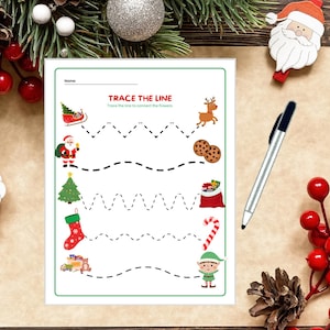 Christmas Line Tracing, Preschool Printables, Activity Sheet Bundle ...