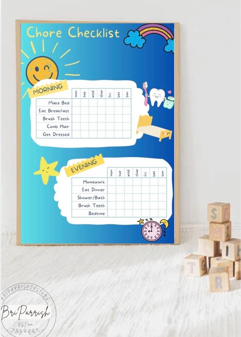 Kids Chore Chart: Daily Routine Checklist (PDF Printable) - Etsy