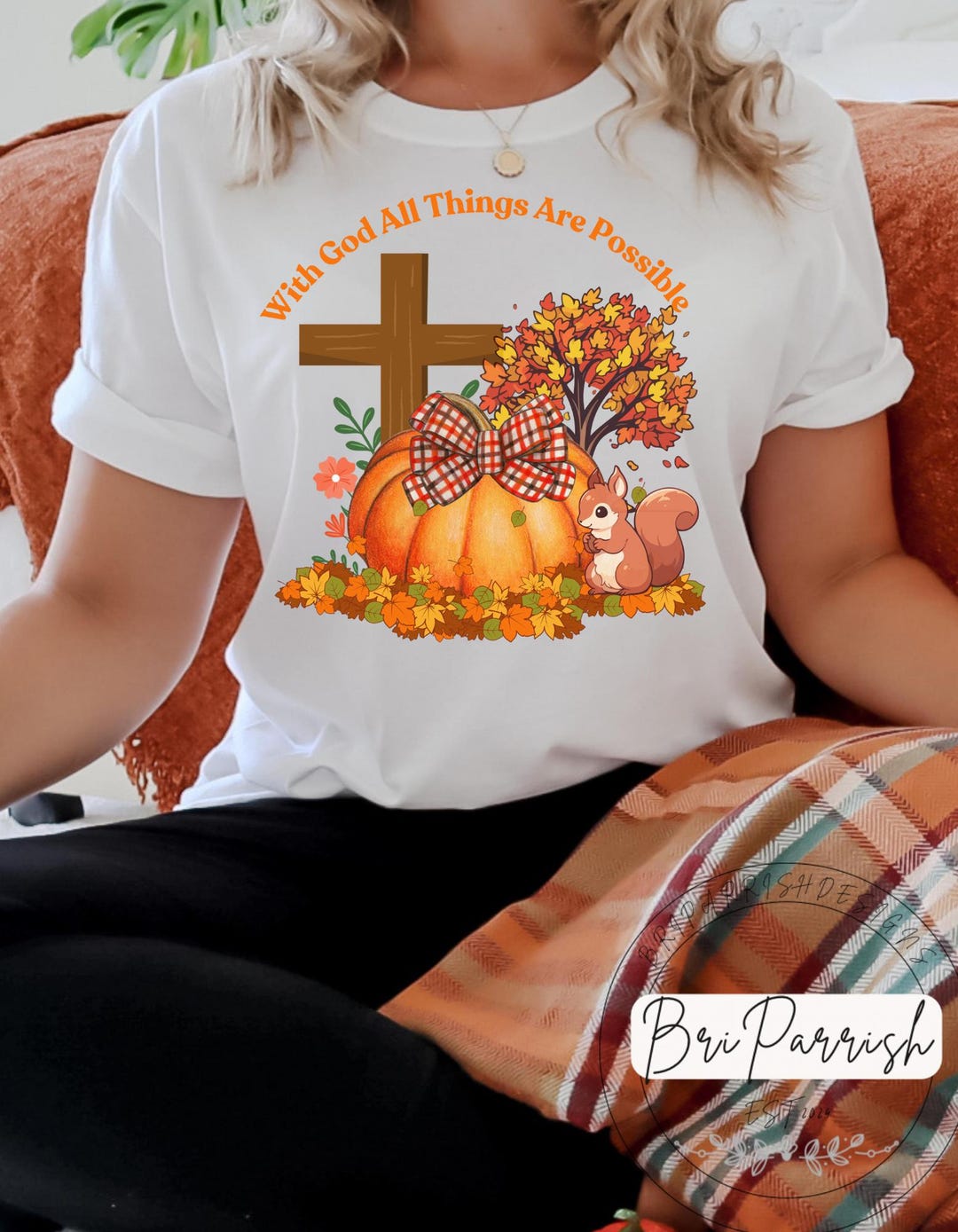 Fall Christian Cross PNG: Pumpkin & Squirrel Design (digital Download ...