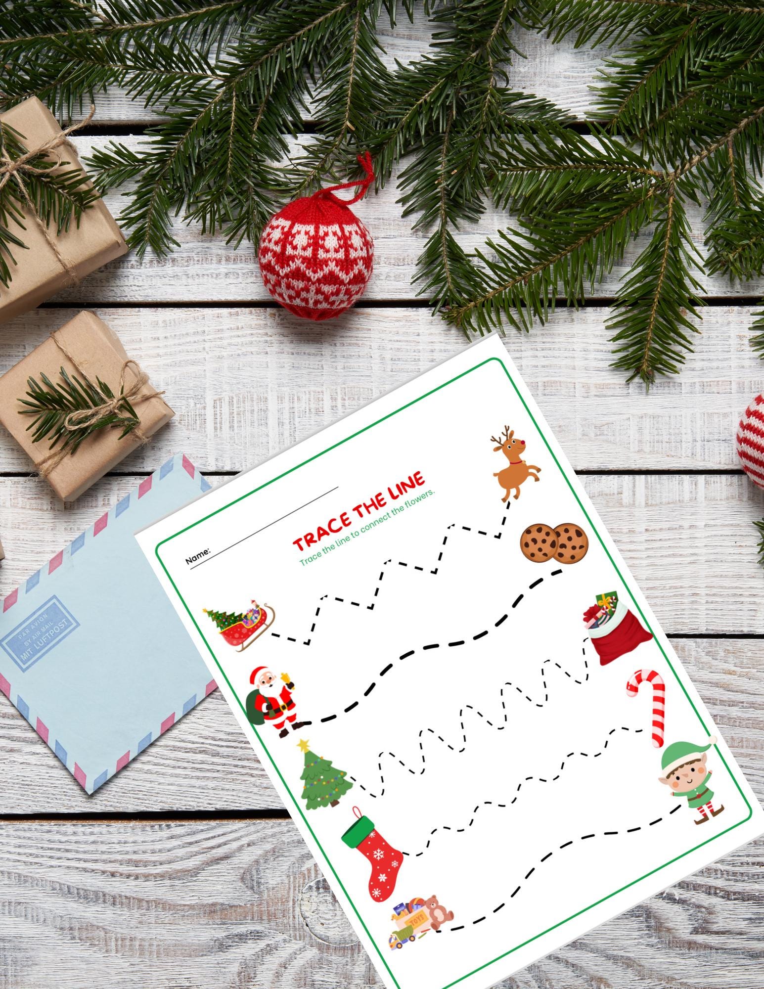 Christmas Line Tracing, Preschool Printables, Activity Sheet Bundle ...