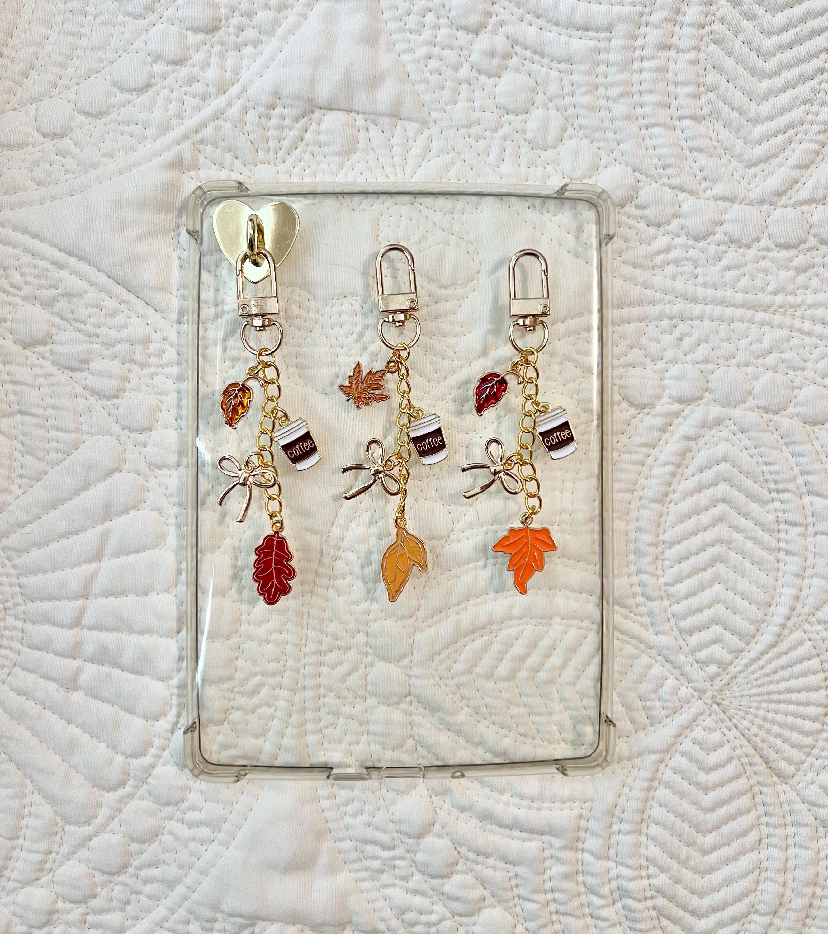 Fall Kindle Charm Chain: Bookish Leaves & Coffee Cup - Etsy