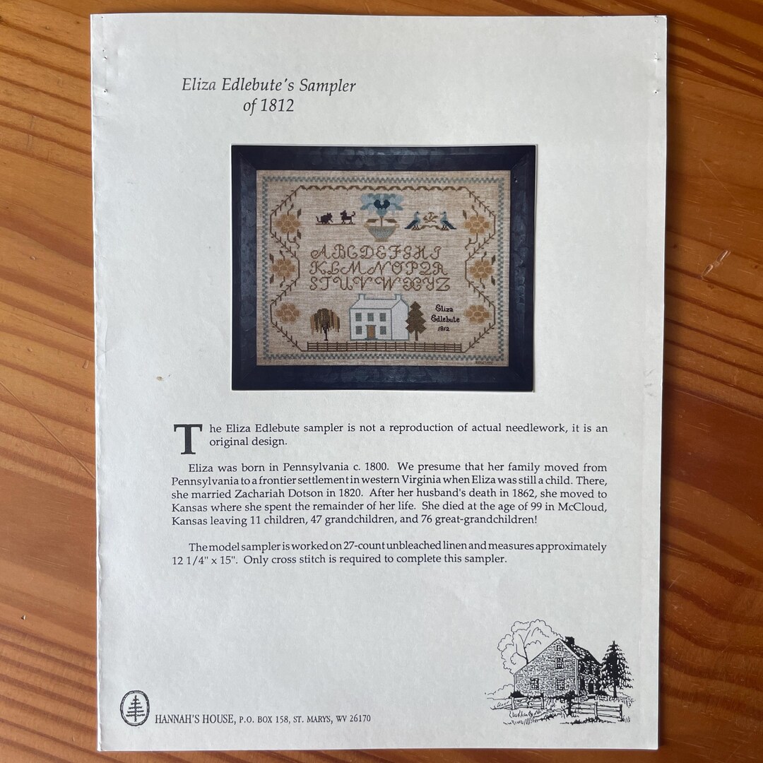 Eliza Edlebute's Sampler of 1812 Hannah's House - Etsy