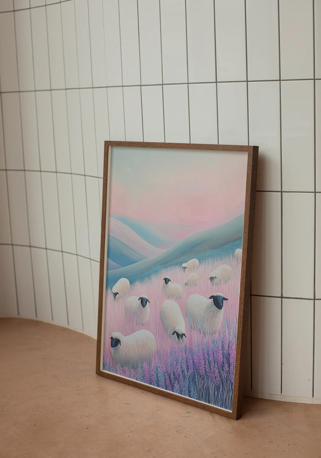 Pastel Sheep Lavender Field Art Print: Surreal Animal Landscape - Etsy