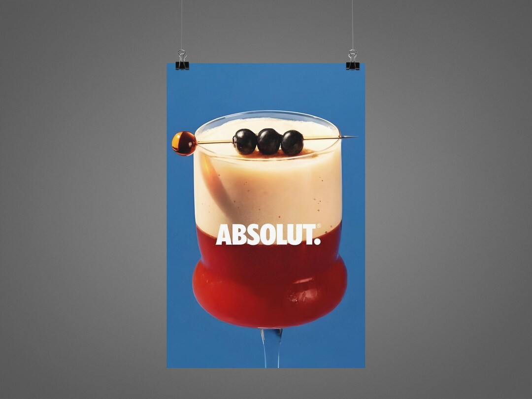 Absolut Cocktail Poster - Modern Vodka Drink Wall Art - Bold Bar Decor ...