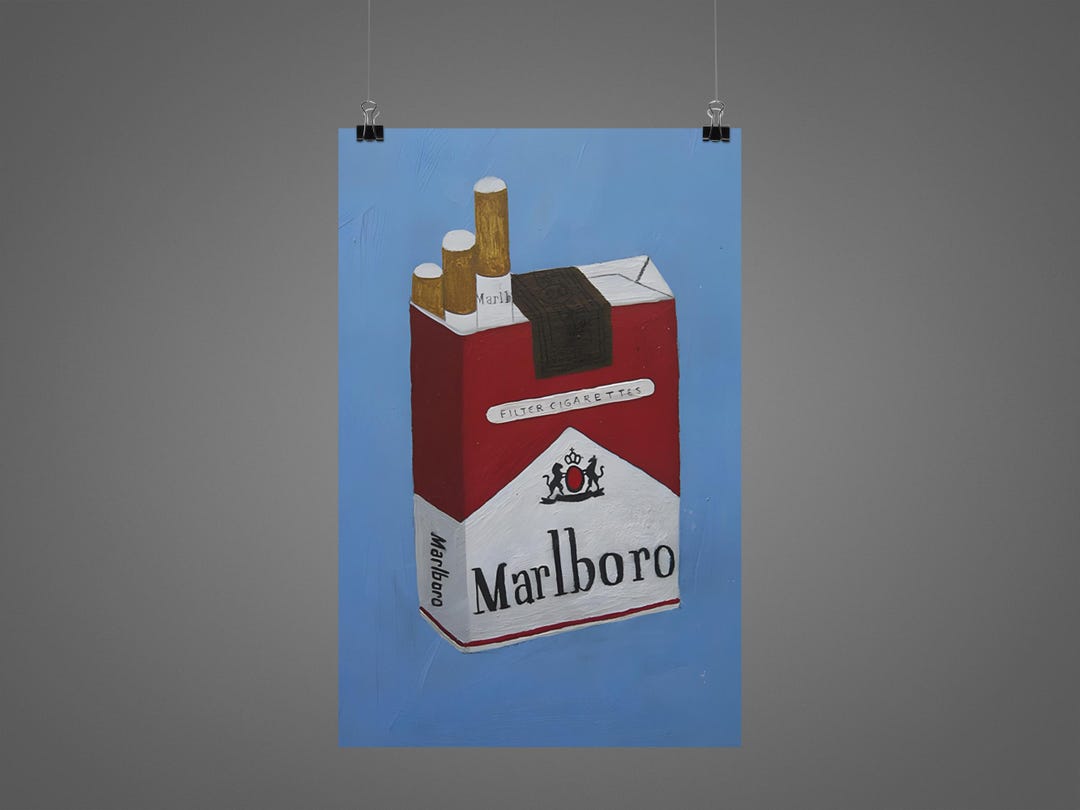 Retro Marlboro Cigarette Pack Poster - Vintage Smoking Wall Art - Bold ...