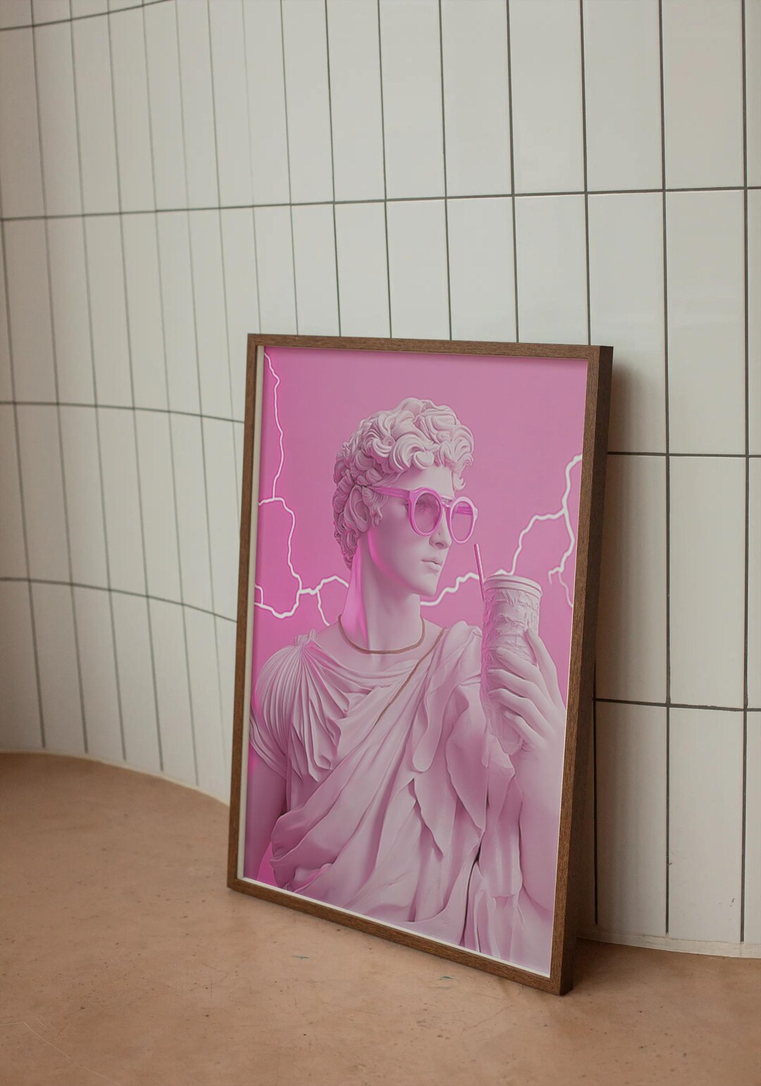David Sculpture Pop Art Poster: Greek Mythology Pink Print - Etsy