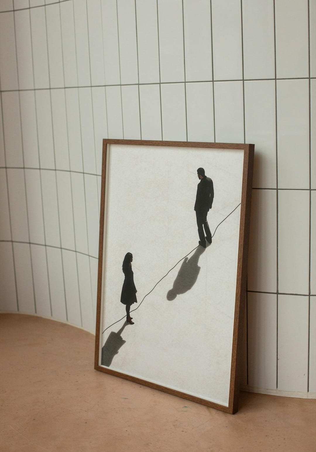 Minimal Abstract Separation Poster Minimalist Wall Art of Two Figures ...