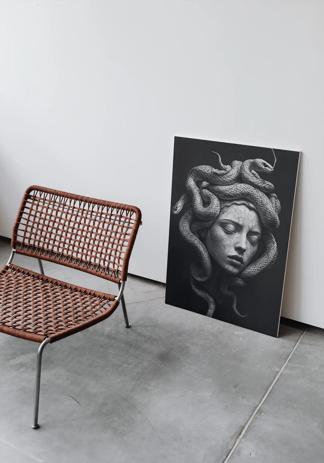 Medusa Art Poster: Mythical Gorgon Black and White Wall Decor - Etsy