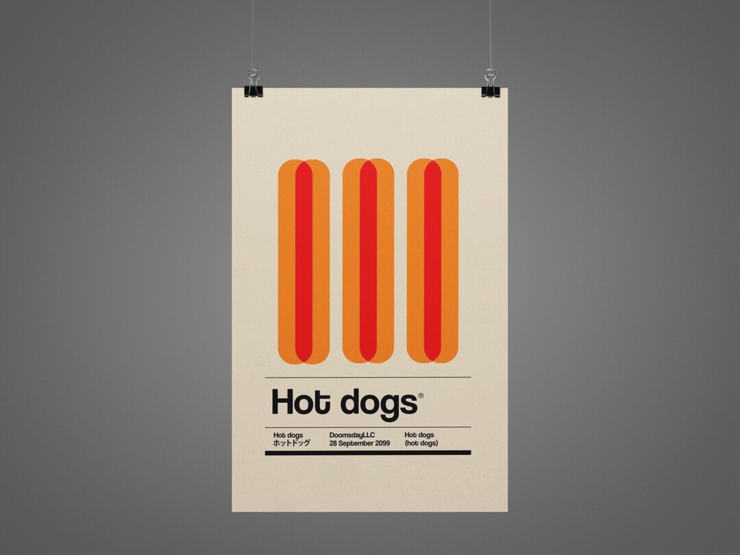 Hot Dogs Poster: Retro Minimalist Kitchen Pop Art - Etsy